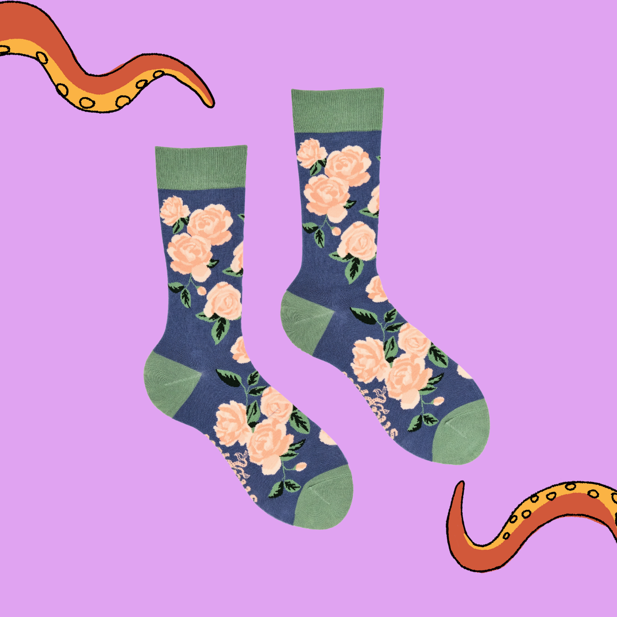 Rose Floral Bamboo Socks - Socktopus
