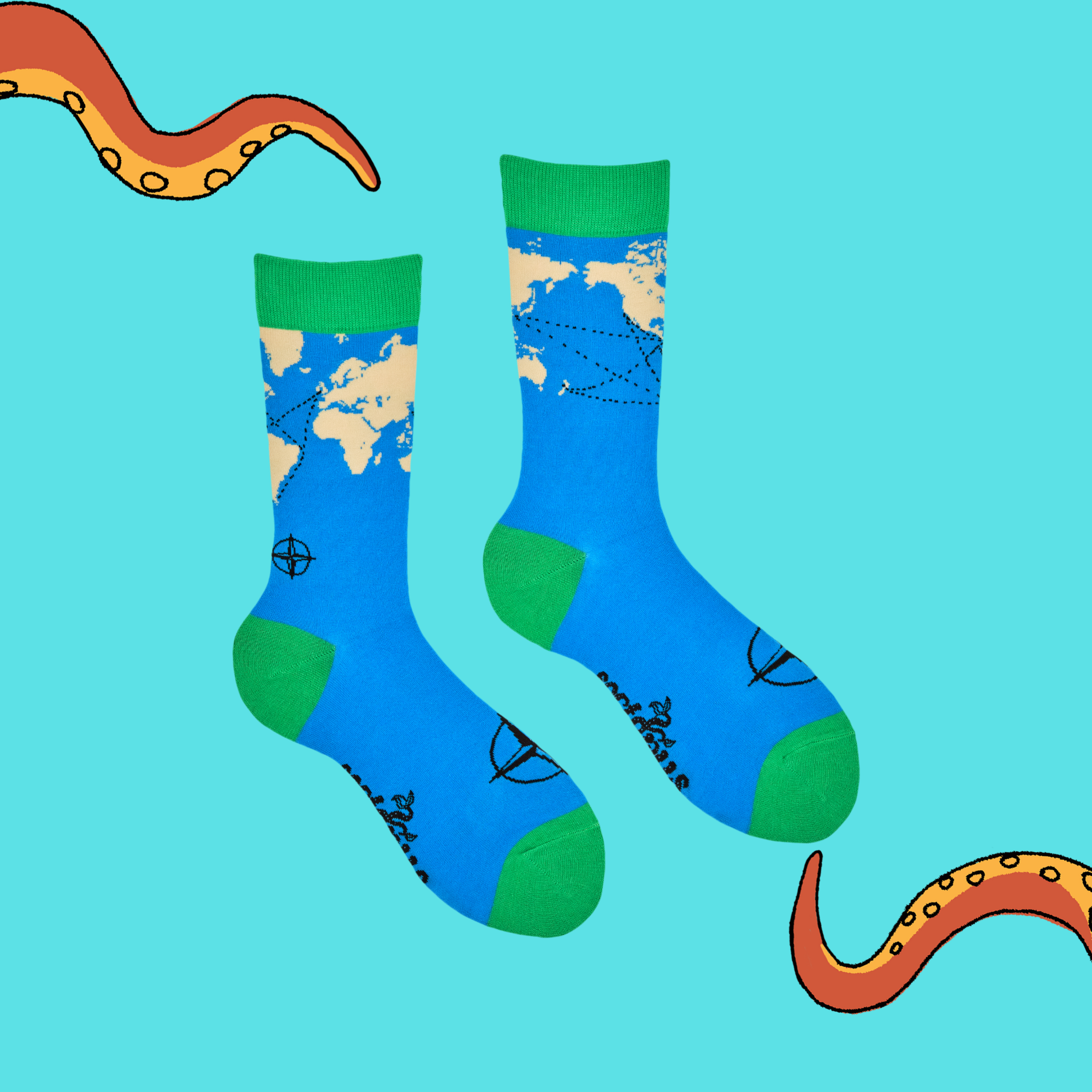 World Map Bamboo Socks - Socktopus - Free Shipping over £10.