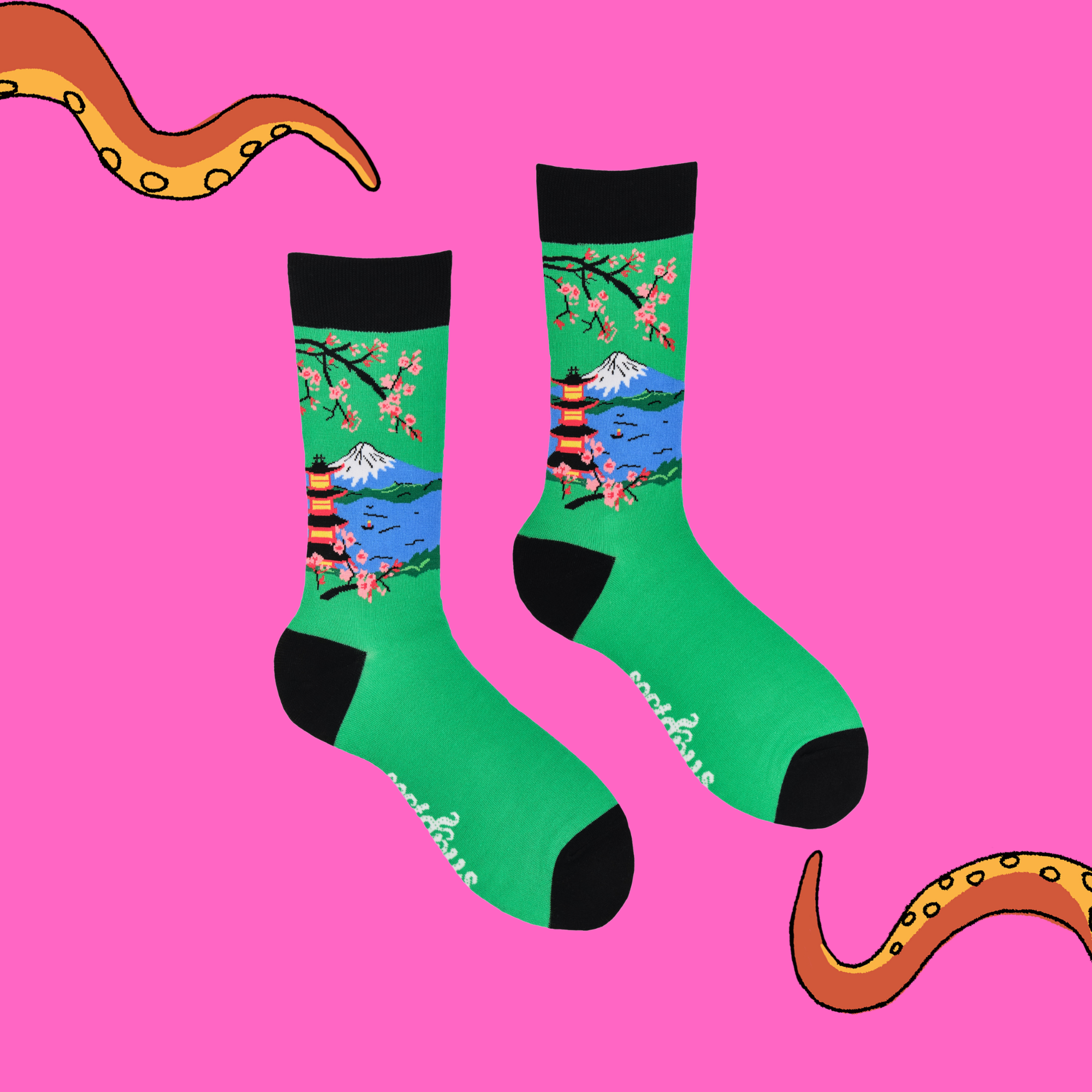 Japanese Socks - Mount Fuji - Socktopus