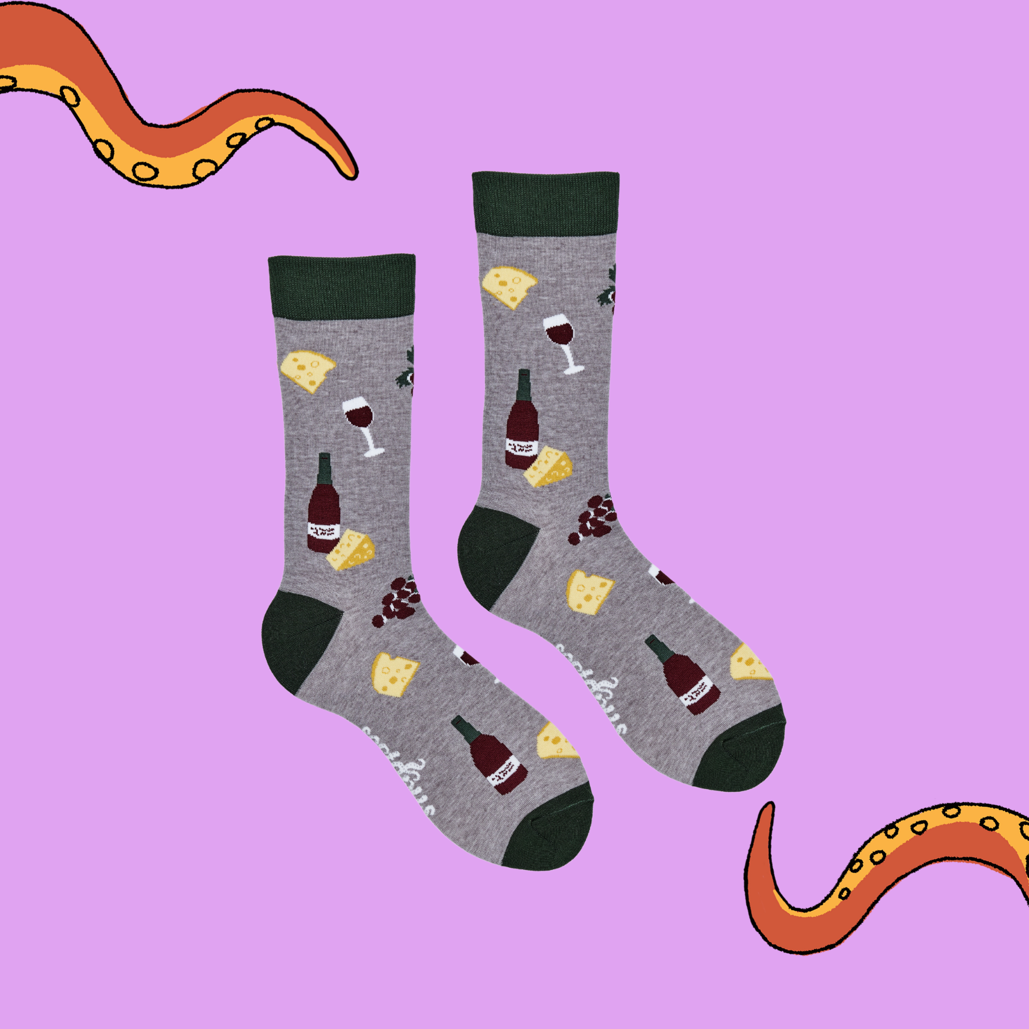 Charcuterie Socks - Cheese and Wine - Socktopus