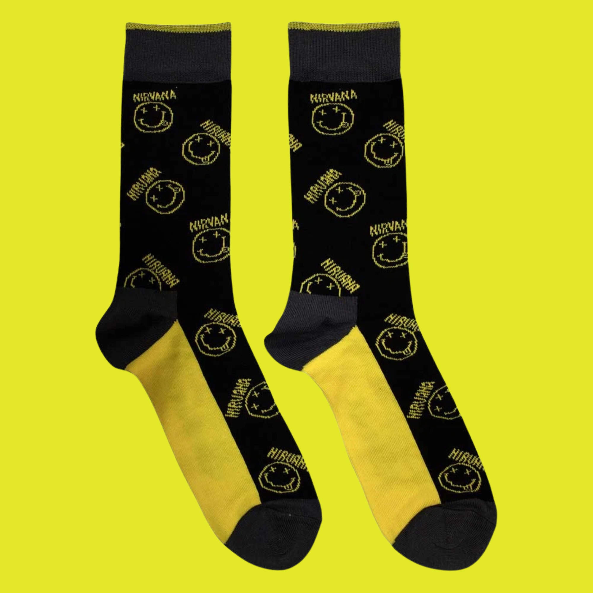 NIRVANA Smiley & Logo Stripes Uni Grey Socks – Socktopus
