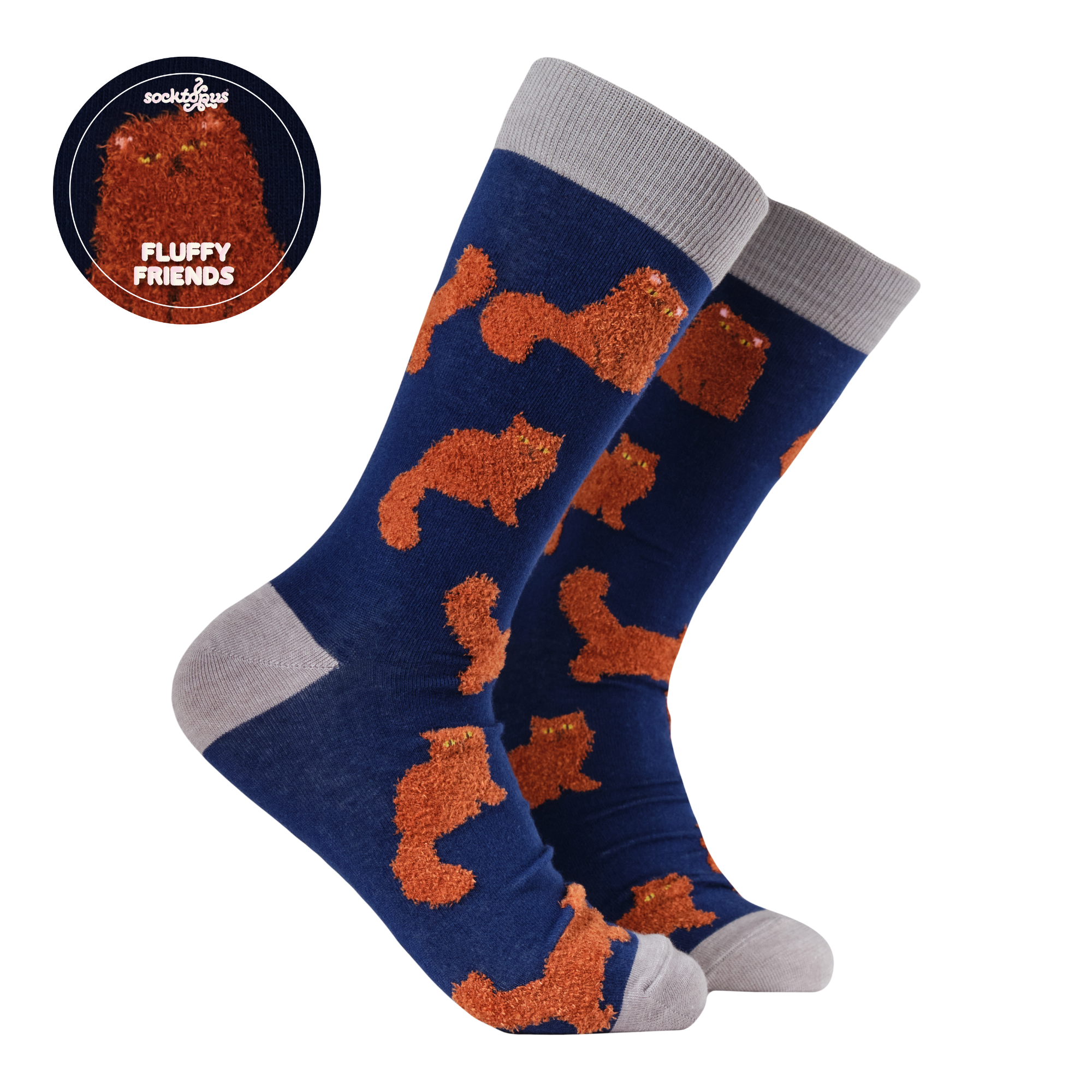 Fluffy Ginger Cats Socks - Socktopus